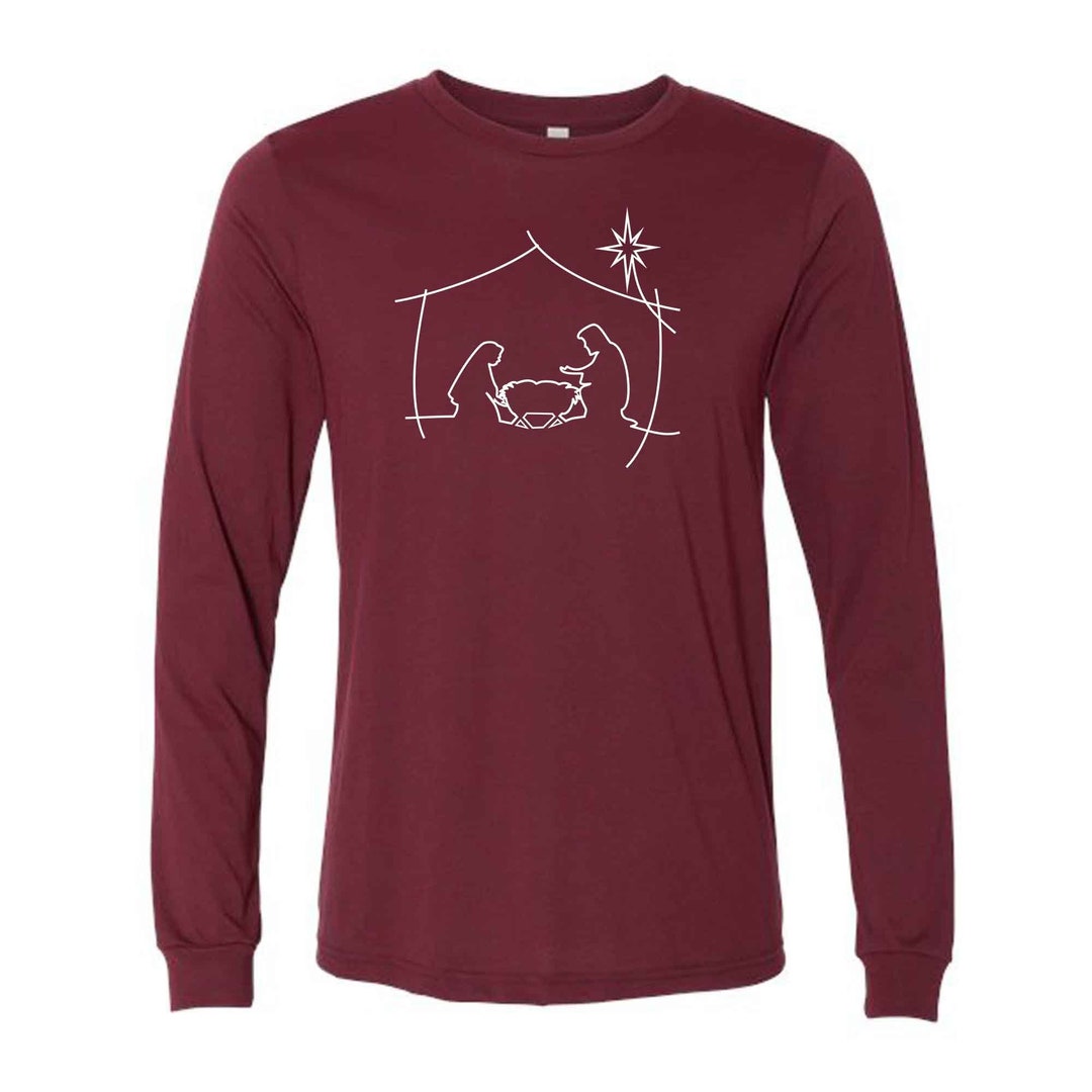 Christmas Long Sleeve, Simple Nativity Scene, Christmas Manger Scene ...