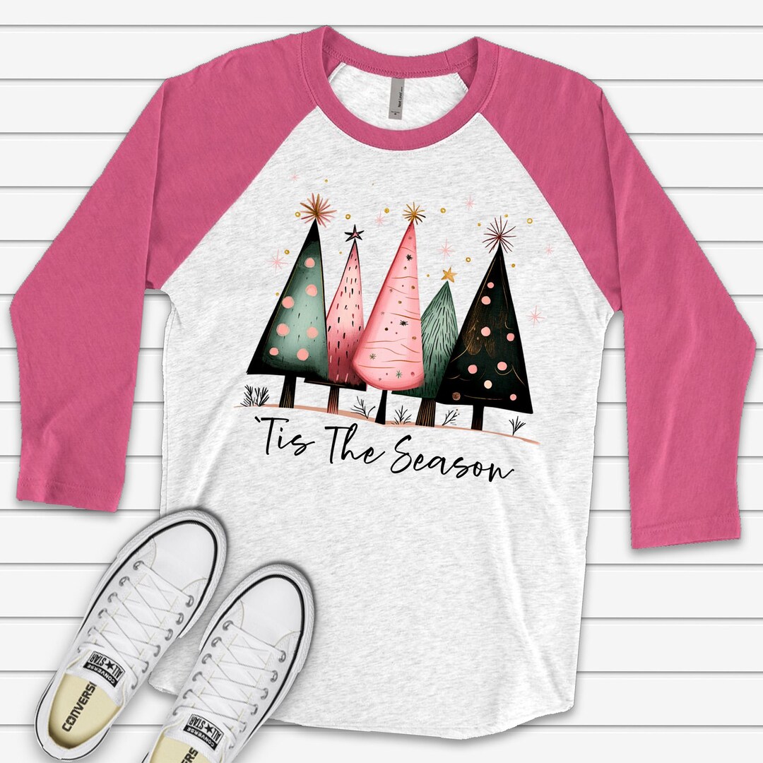 Christmas Raglan, Black and Pink Christmas Trees, Tis the Season ...