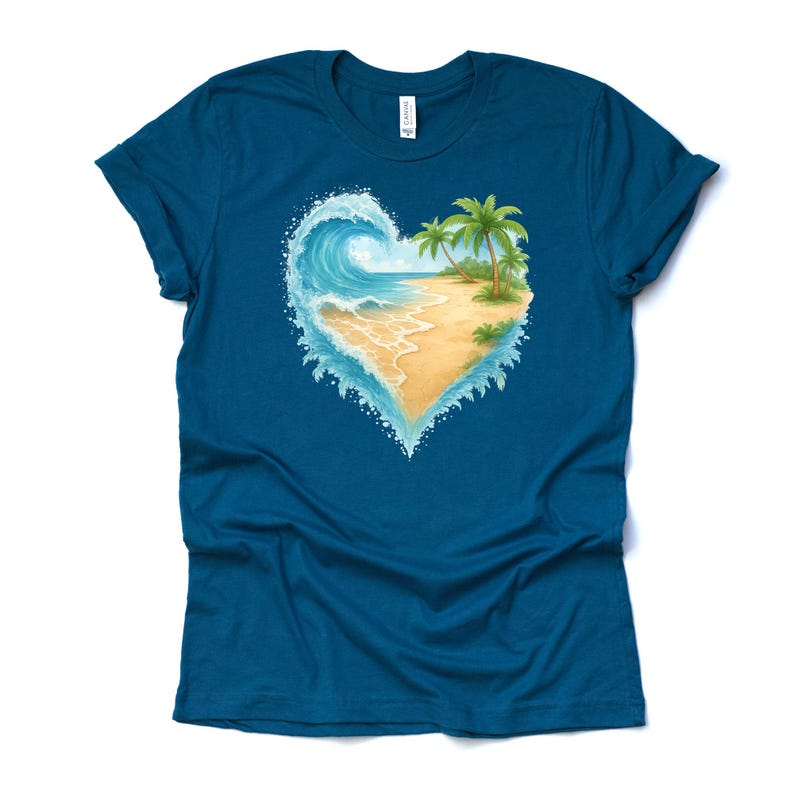 Heart-shaped Ocean Beach Shirt: Palm Tree Vacation Tee - Etsy