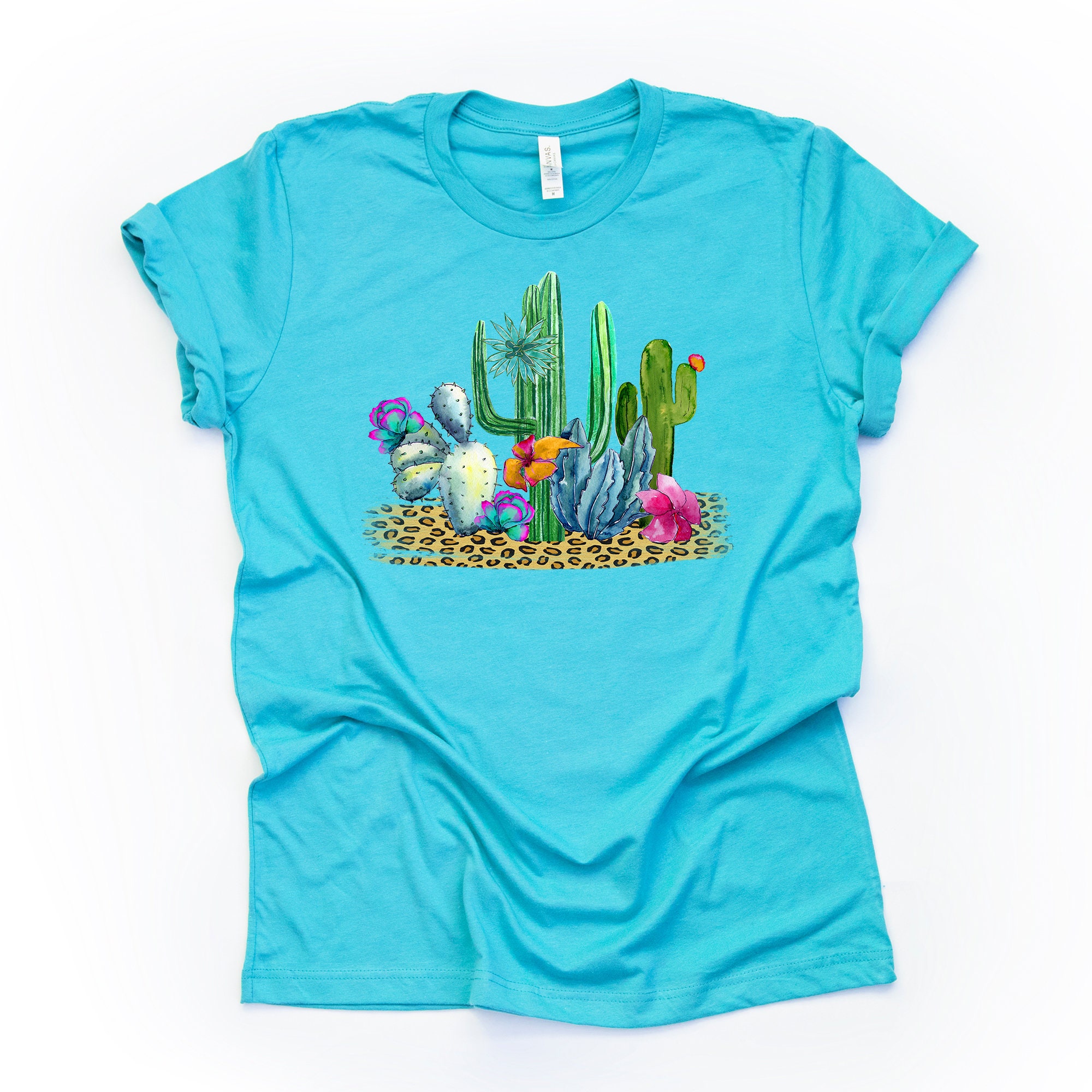Cactus Garden Tee Cute Cacti and Leopard Design Premium - Etsy