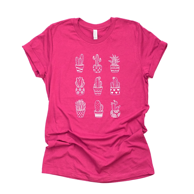 Cactus Tee Super Cute Rows of Cacti Design Premium Bella - Etsy