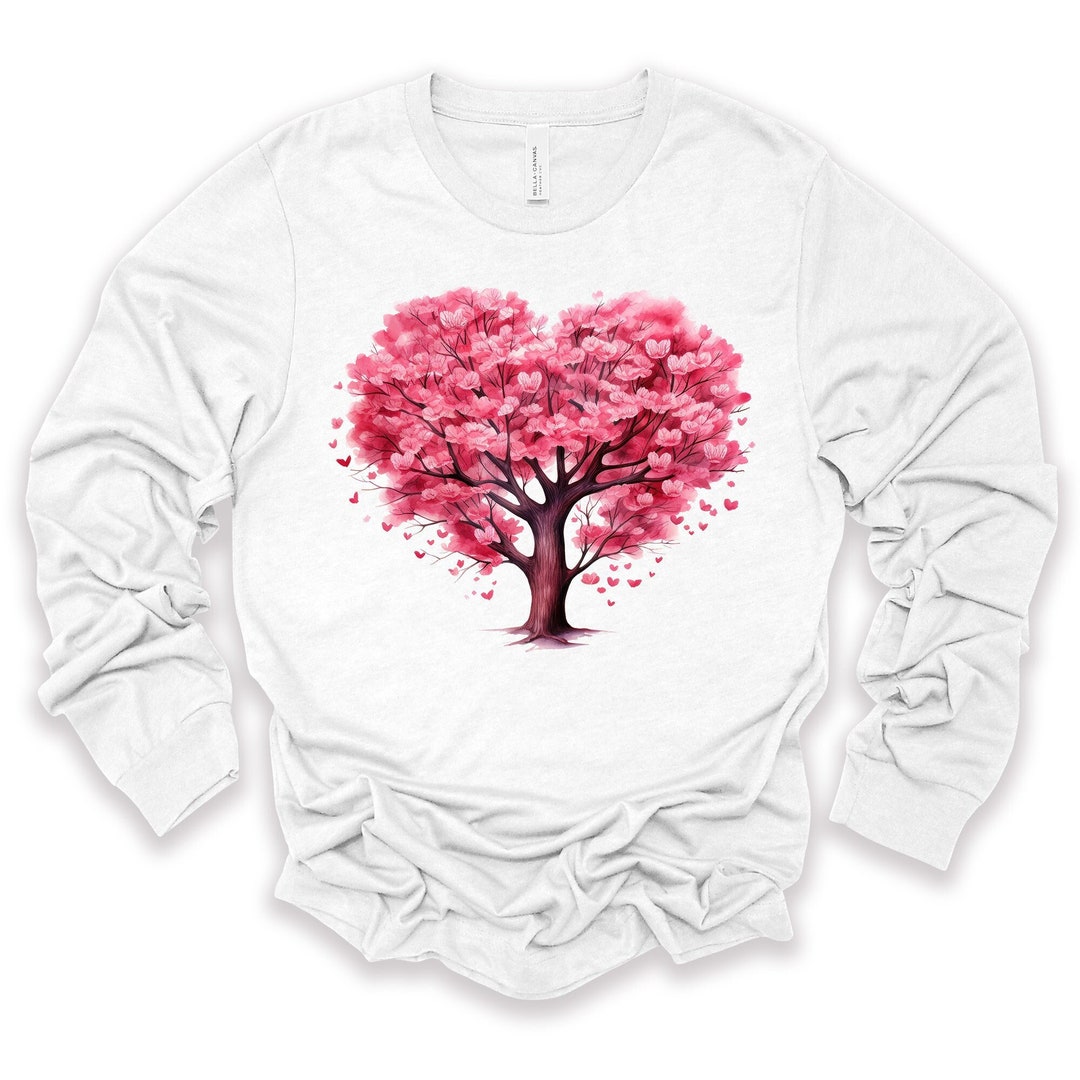 Valentine Long Sleeve Tee, Pretty Valentine Tree, Valentine Hearts on ...