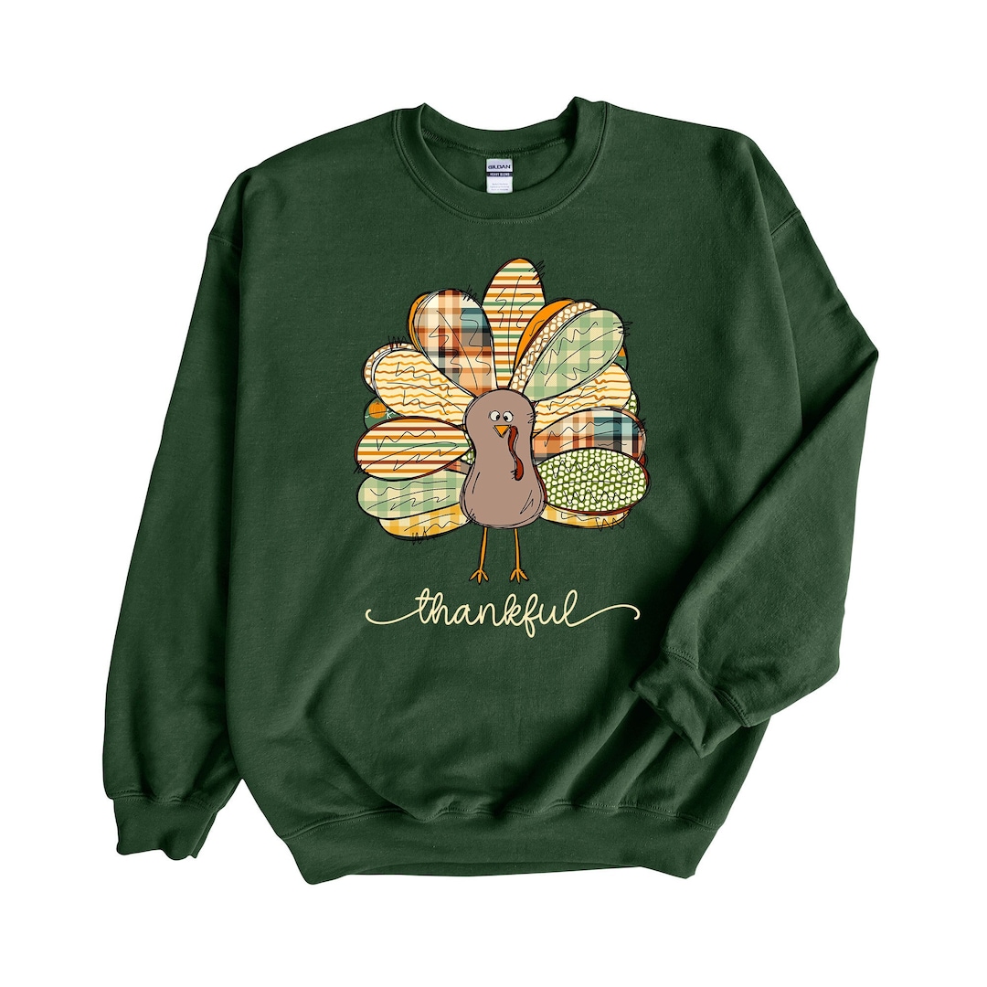 Thanksgiving Sweatshirt, Cute Thanksgiving Turkey, Thankful Turkey ...