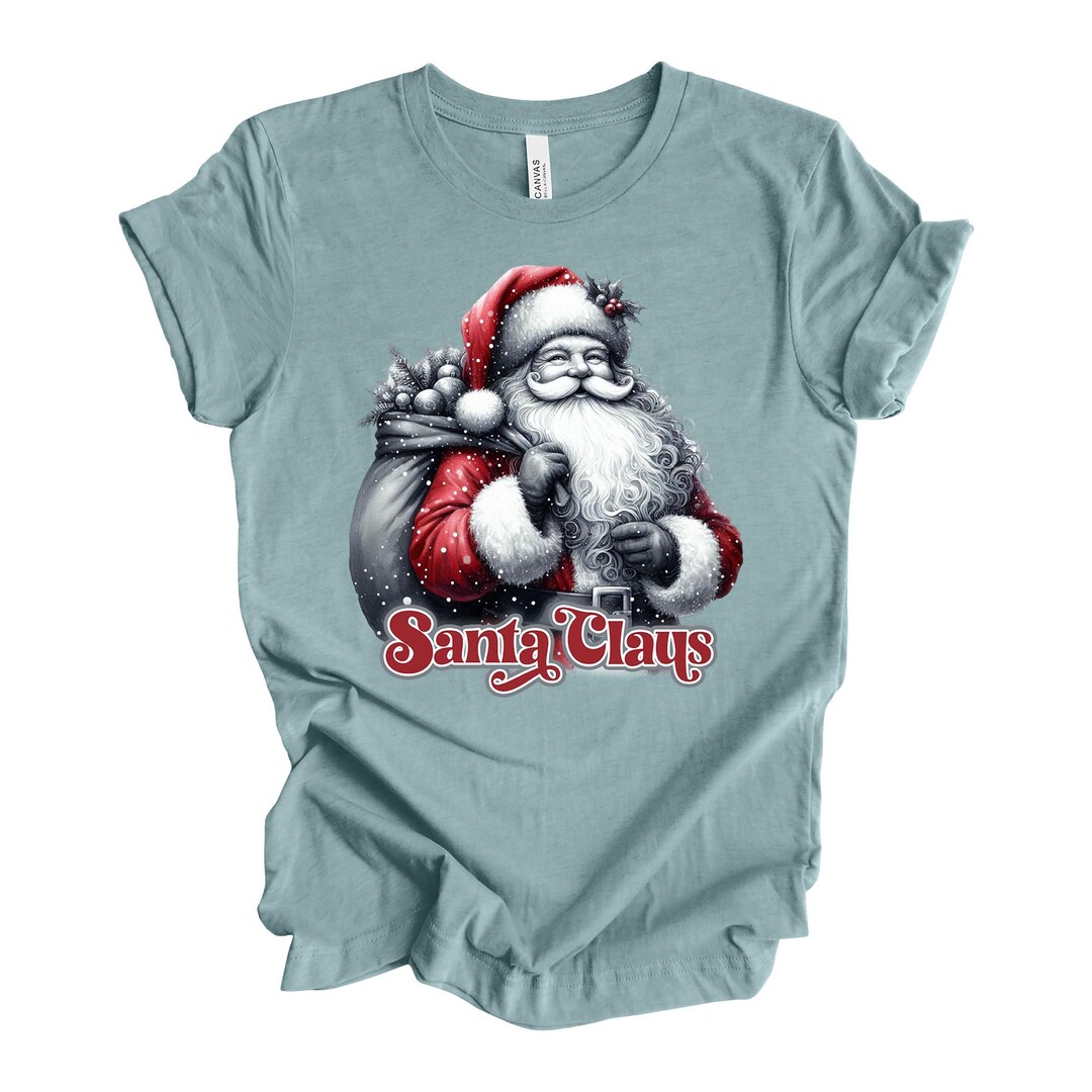 Christmas Tee, Vintage Santa Claus, Retro Santa, Old Fashioned Santa ...