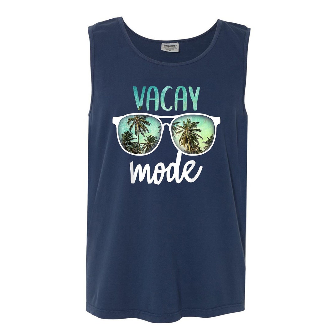 Summer Tank Top, Super Cute Vacay Mode Tank, Sunglasses With Palm Trees ...
