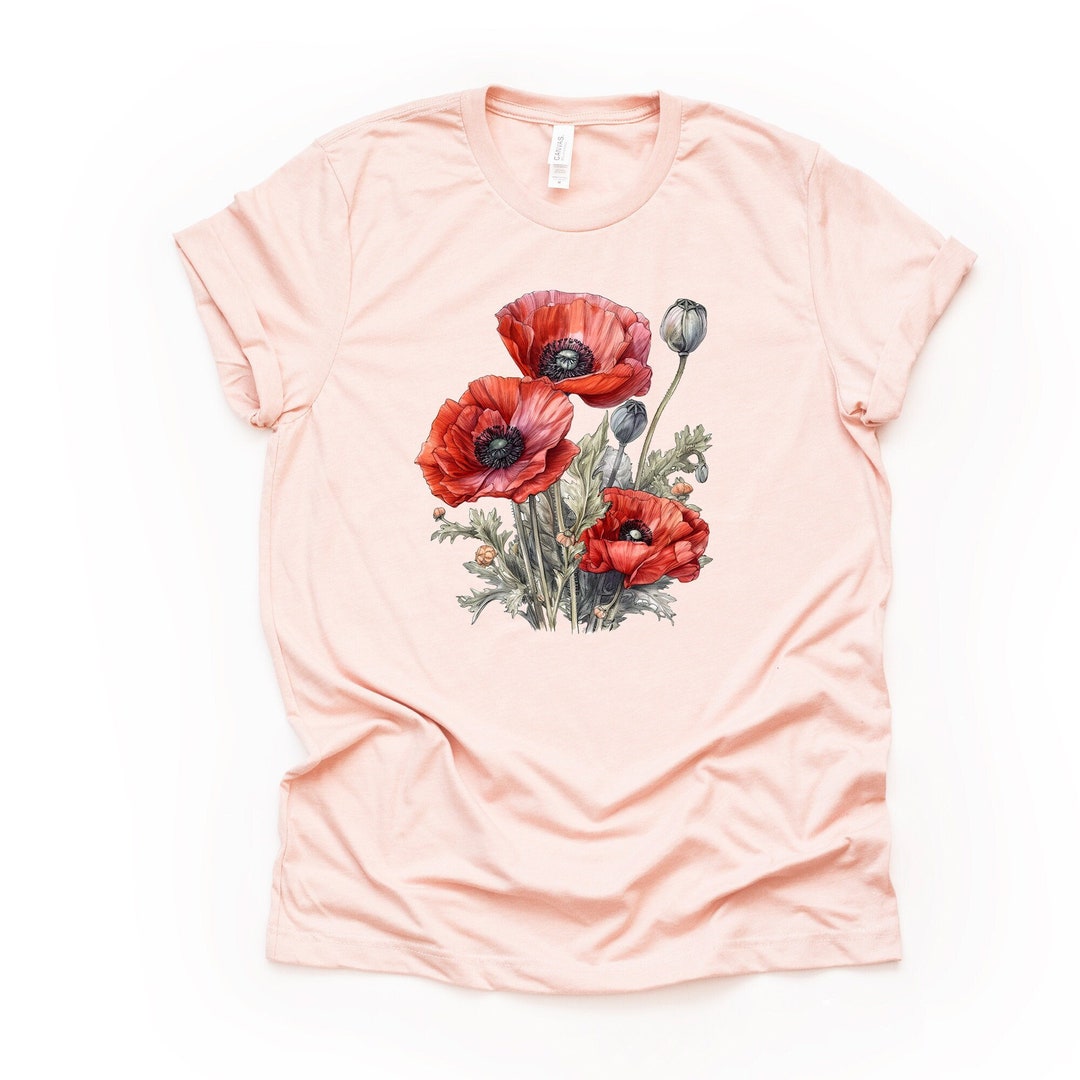 Poppies Tee, Pretty Watercolor Poppies Bouquet, Pretty Poppy Design, Premium Unisex Shirt, 3 ...