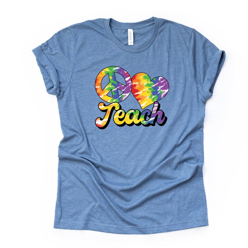 School Teacher Shirt Peace Love Teach Tie Dye Design on | Etsy
