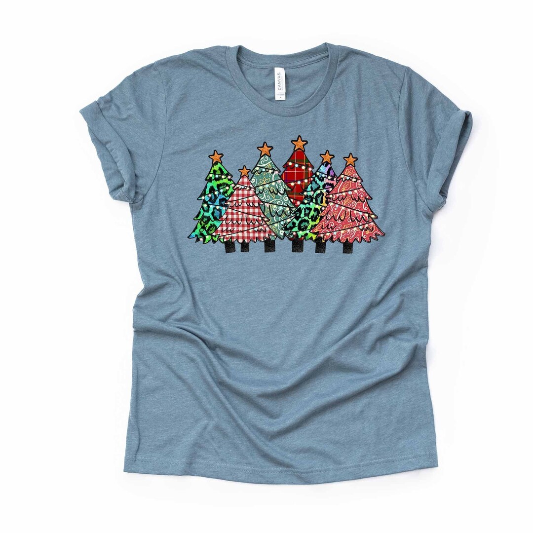 Plaid Leopard Christmas Tree Tee, Unisex Bella Canvas Shirt - Etsy