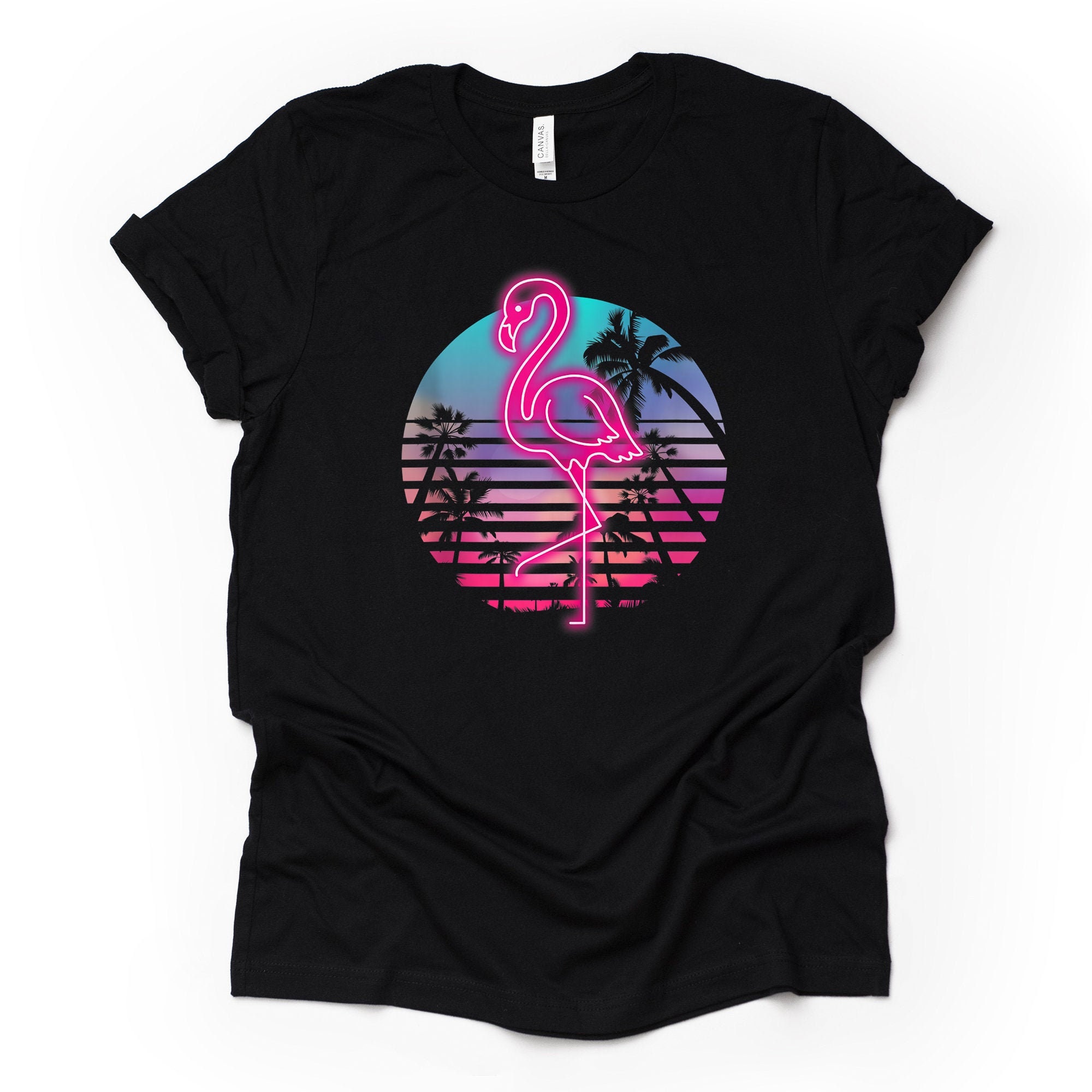 Flamingo Tee Super Fun Retro 80s Flamingo Neon Flamingo and - Etsy