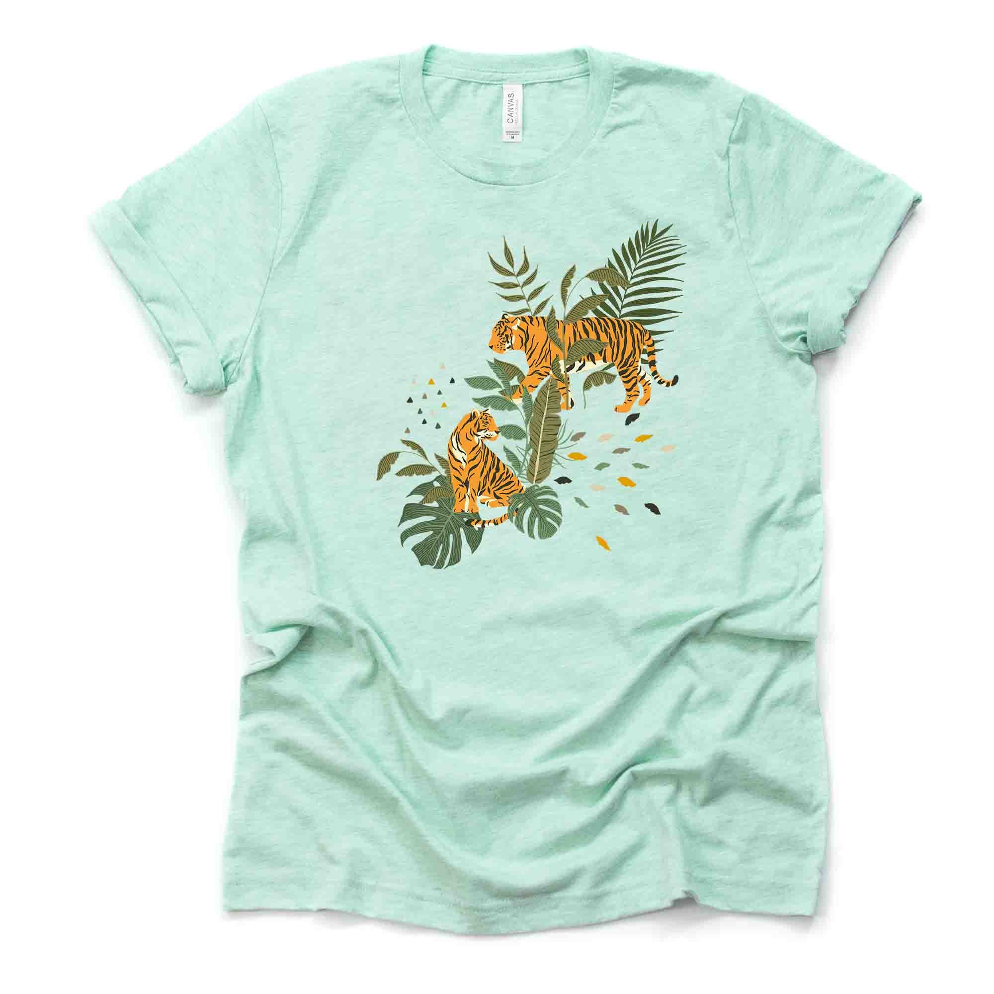 Tiger Tee Fun Tiger and Tropical Plants Tiger Design - Etsy