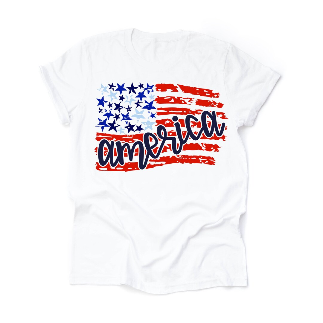 Patriotic Tee, Grunge American Flag With America Design on Premium ...