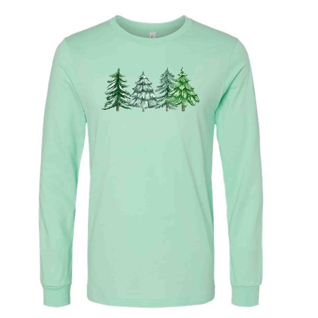 Winter Long Sleeve Tee, Beautiful Winter Trees, Pine Trees in Winter ...