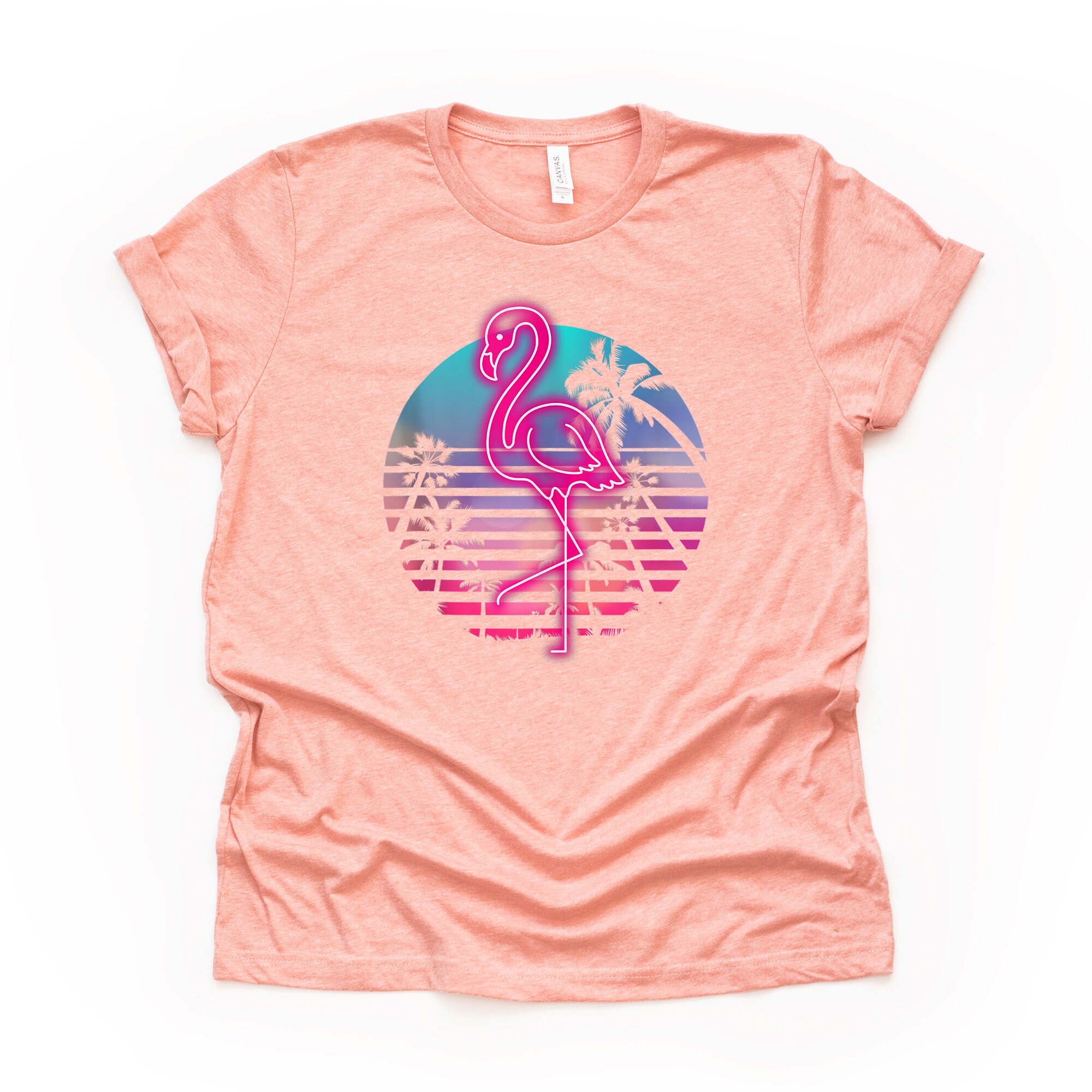 Flamingo Tee Super Fun Retro 80s Flamingo Neon Flamingo and - Etsy