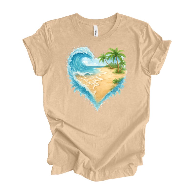 Heart-shaped Ocean Beach Shirt: Palm Tree Vacation Tee - Etsy