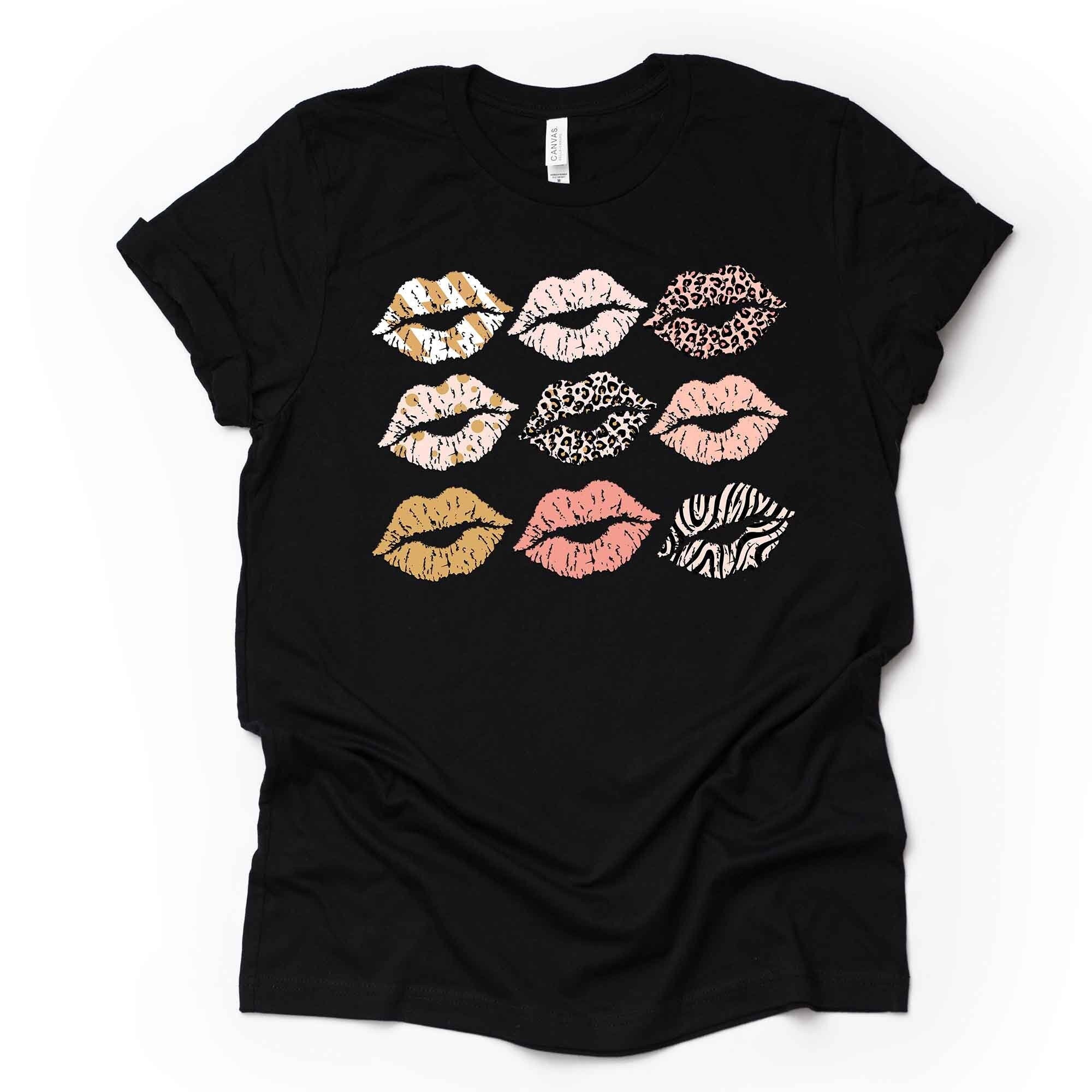 Unique Lips Tee Super Fun Animal Print Lips in a Row Design - Etsy