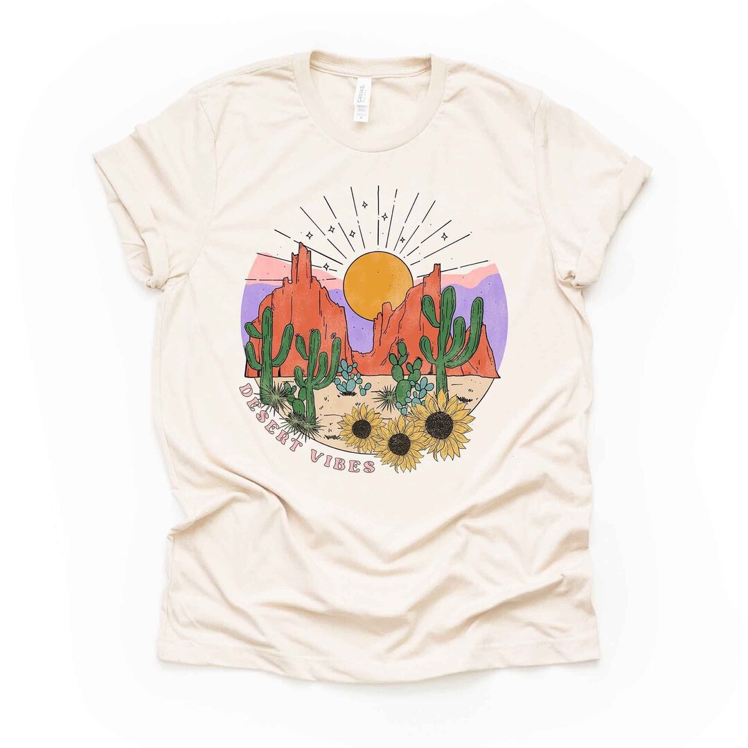Retro Desert Scene T-shirt: Red Rocks & Sun Design - Etsy