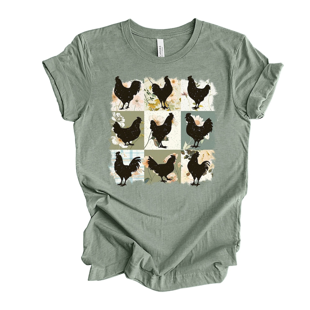 Chicken Shirt, Farmhouse Chickens, Chicken Gift, Patchwork Chickens ...
