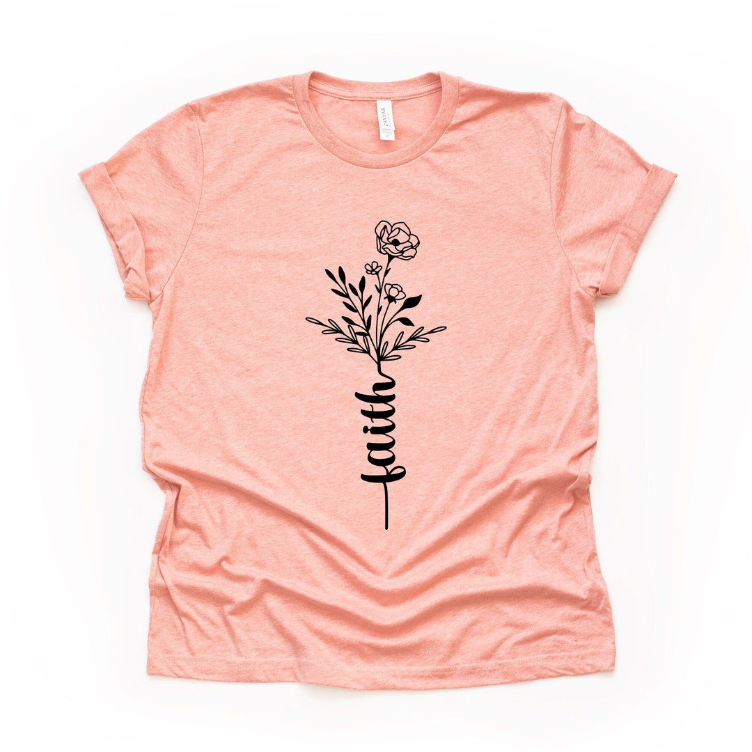 Faith Flower Stem Christian Tee, Unisex Shirt - Etsy