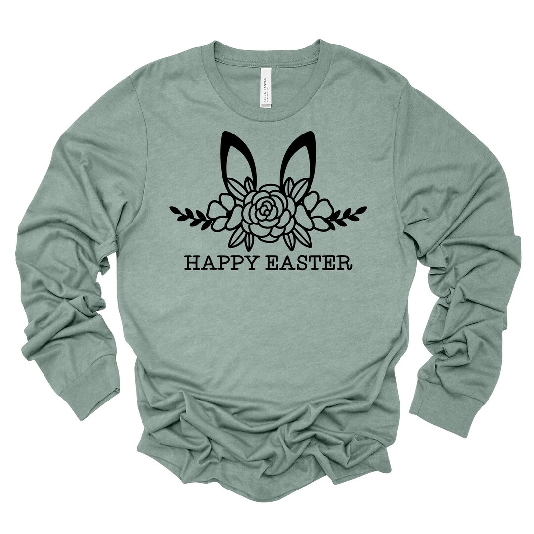 Easter Bunny Ears Long Sleeve Tee: Floral Rabbit Design - Etsy