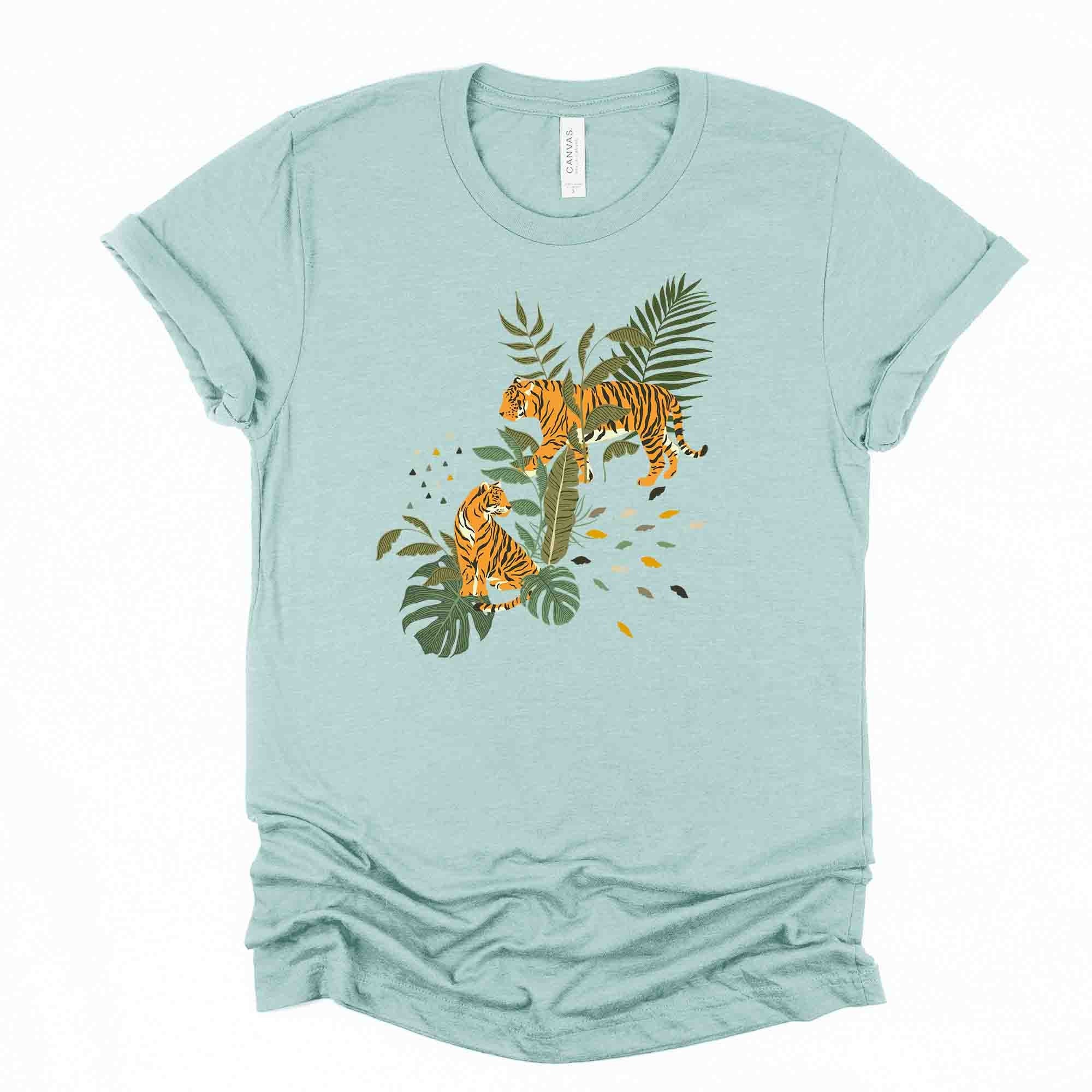 Tiger Tee Fun Tiger and Tropical Plants Tiger Design - Etsy