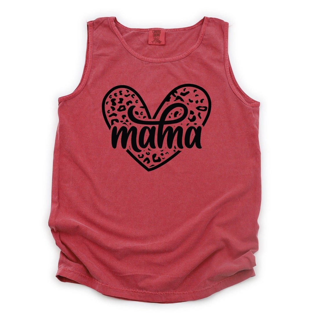 Mom Tank Top, Cute Mom Leopard Heart Tank, Fun Mama Tank Top, Mama ...