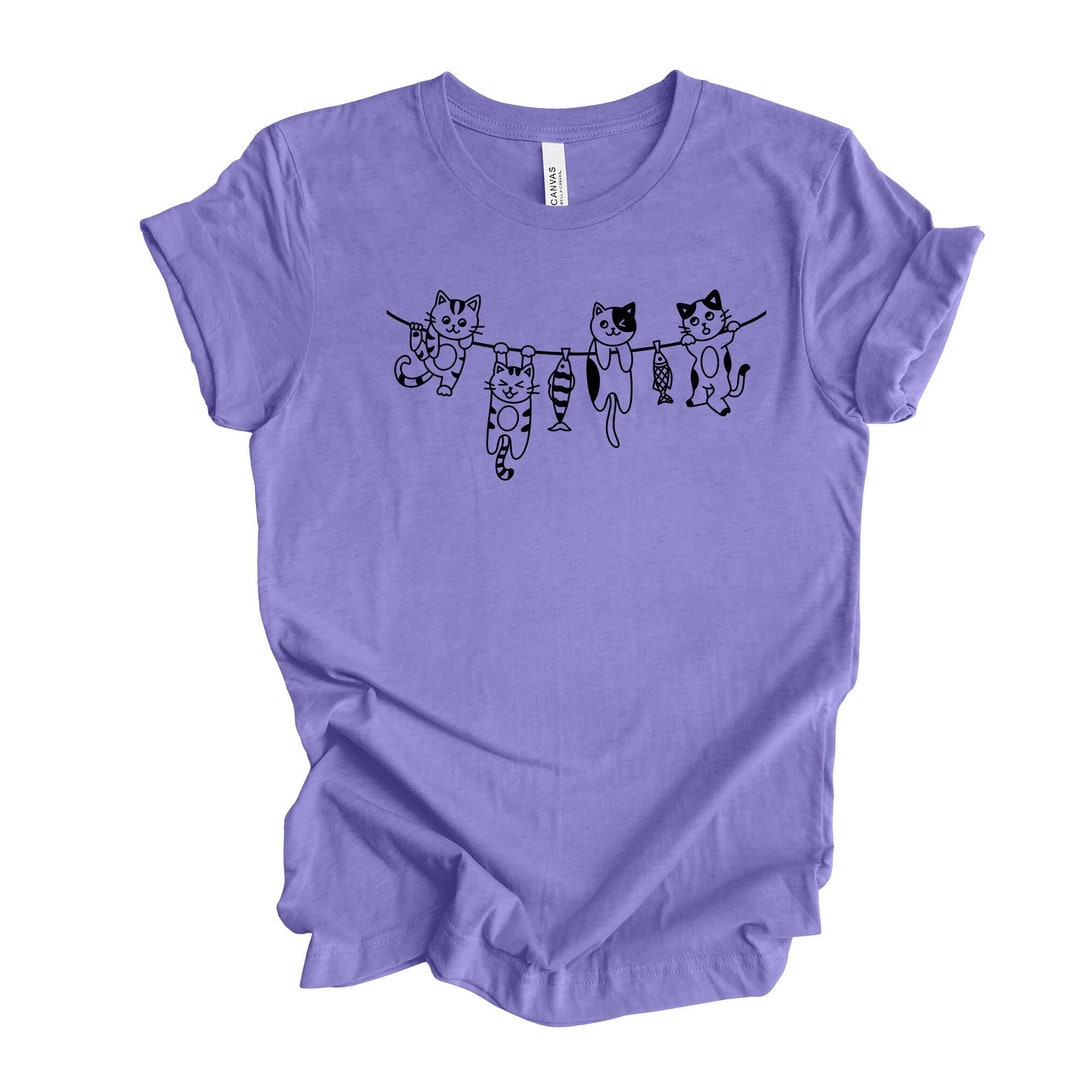Cat Tee Super Cute Cats Hanging on Wire Simple Cats Tee - Etsy