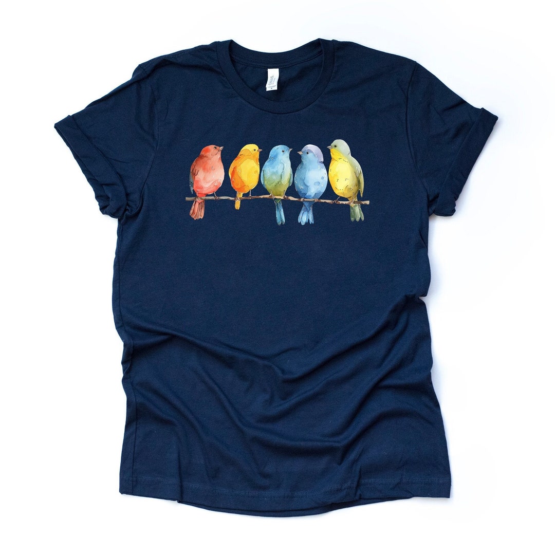 Bird Shirt, Cute Birds on a Wire, Birds on Tree Limb, Bird Watcher ...
