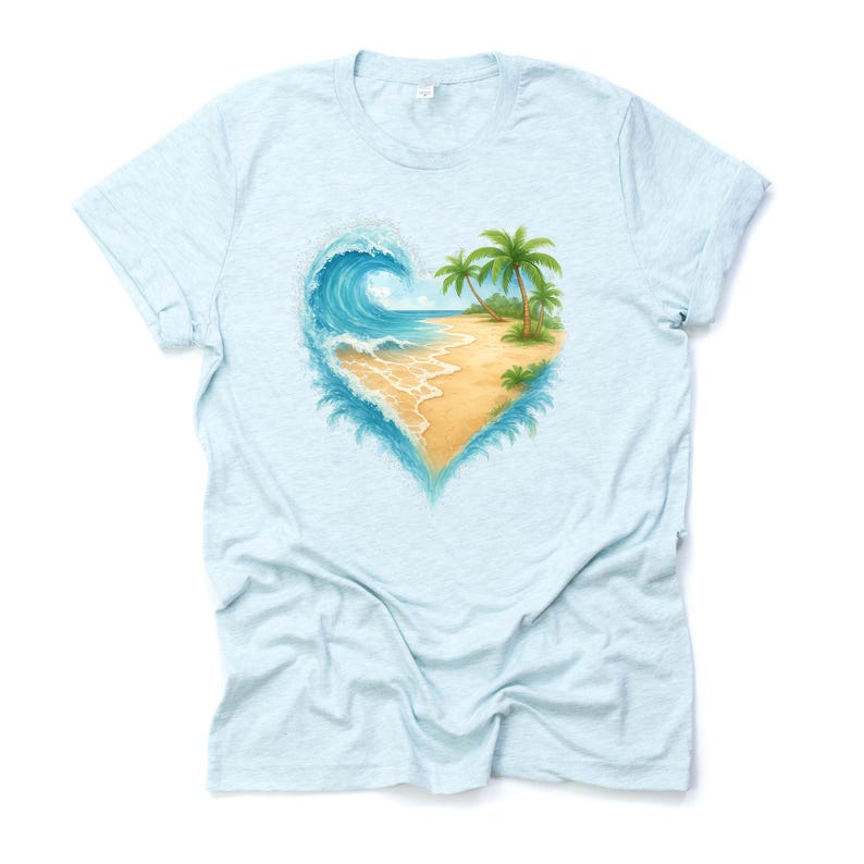 Heart-shaped Ocean Beach Shirt: Palm Tree Vacation Tee - Etsy