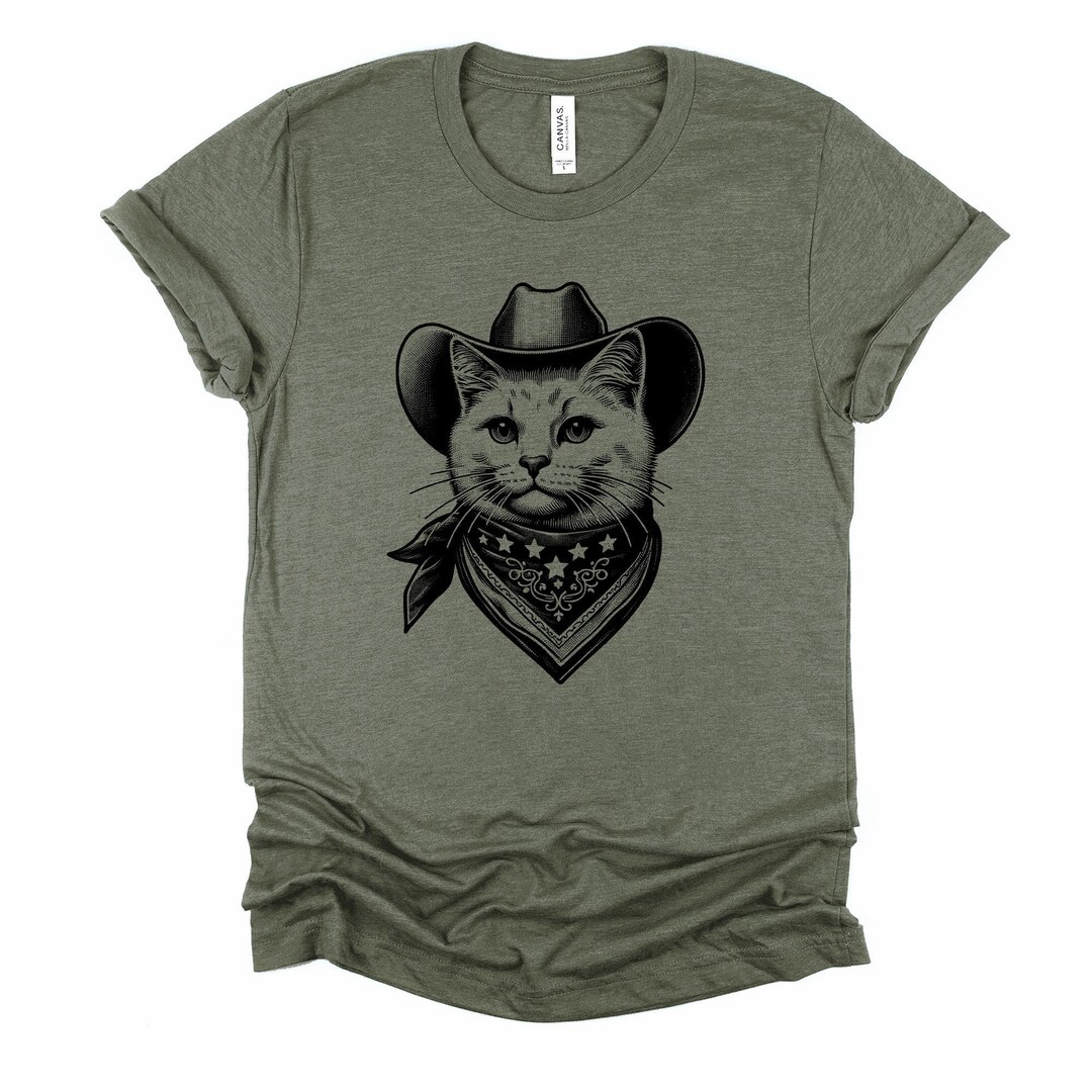 Funny Cat Tee, Cat in Cowboy Hat, Western Cat, Cowboy Cat, Cat ...