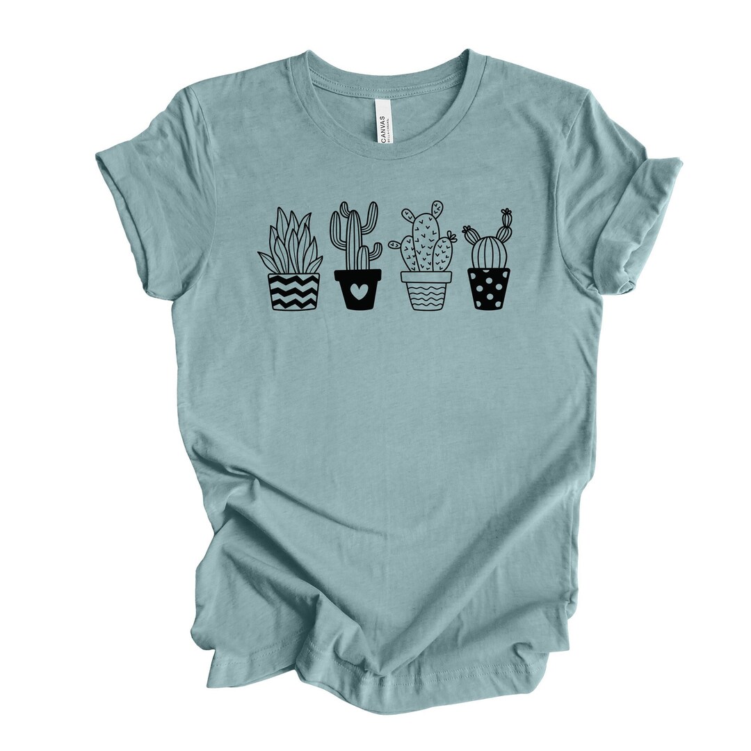 Succulents & Cactus Tee, Super Cute Succulents and Cacti in a Row ...