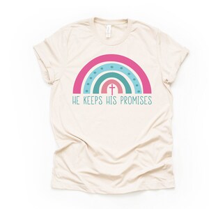 Christian Tee, He Keeps His Promises, God Promises, Rainbow Design ...