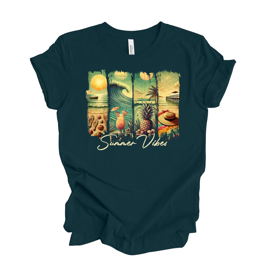 Summer Vibes Beach Scene Shirt: Unisex Bella Canvas Tee - Etsy