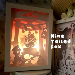 Nine-tailed Fox DIY Handmade Lightbox Template (pdf+svg+jpg)｜paper-cut ...