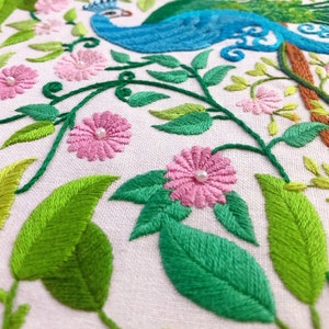 Peacock Embroidery Kit for Beginner| Modern Embroidery Kit With Pattern ...