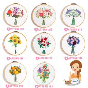 Floral Beginner Embroidery Kit - Modern Flower Plant Hand Embroidery ...