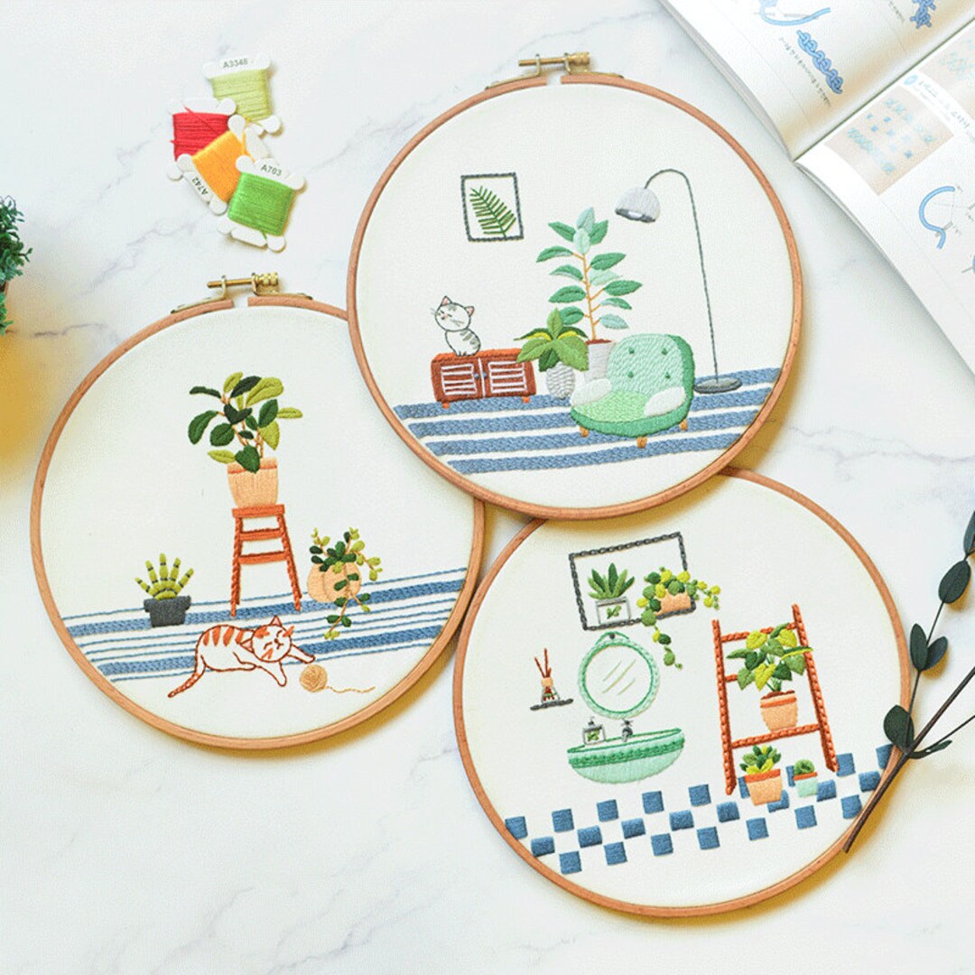 Embroidery Kit for Beginner | Modern Crewel Embroidery Kit With Pattern ...