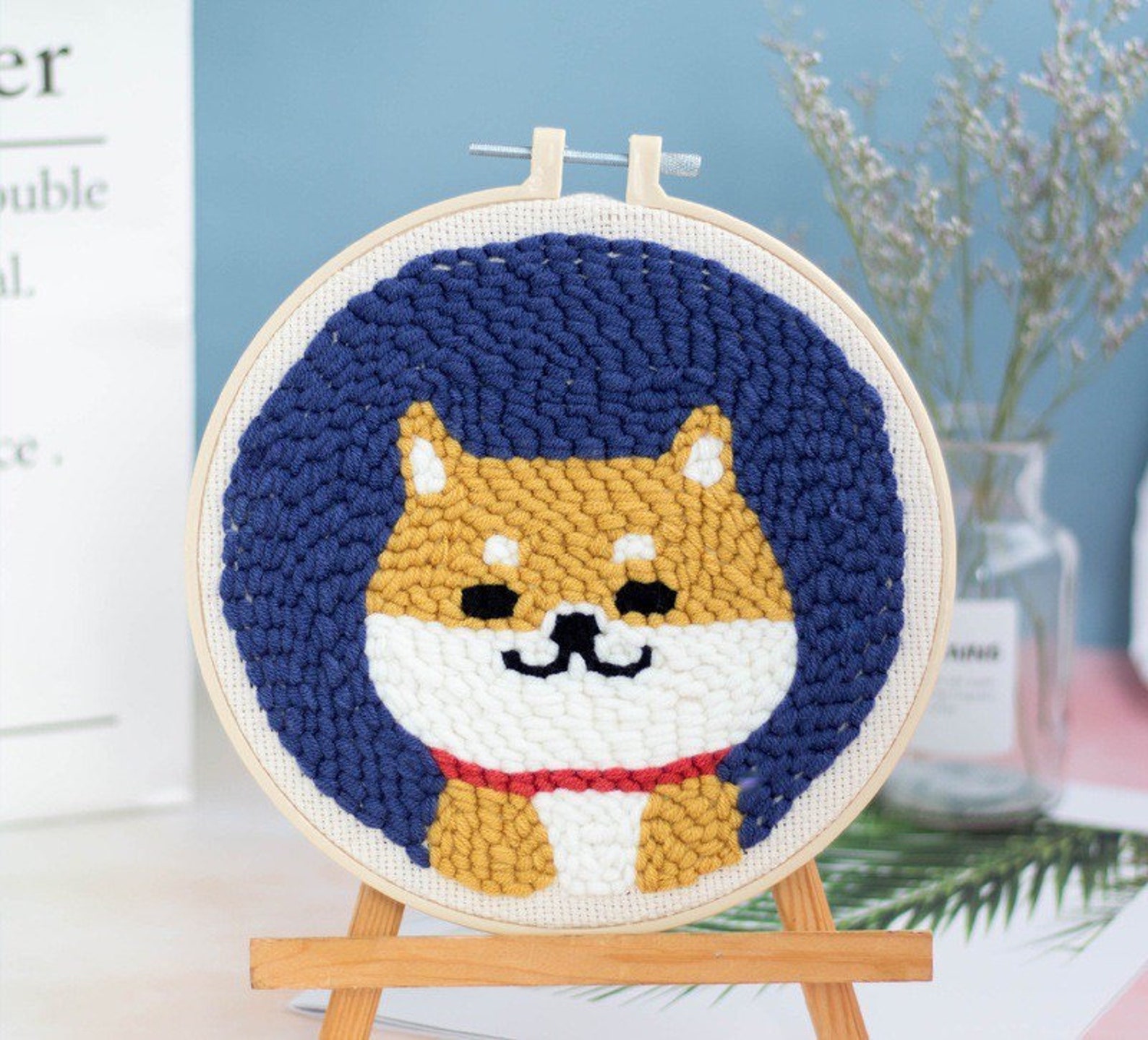 Shiba Dog Punch Needle Kit: Beginner Embroidery With Yarn - Etsy