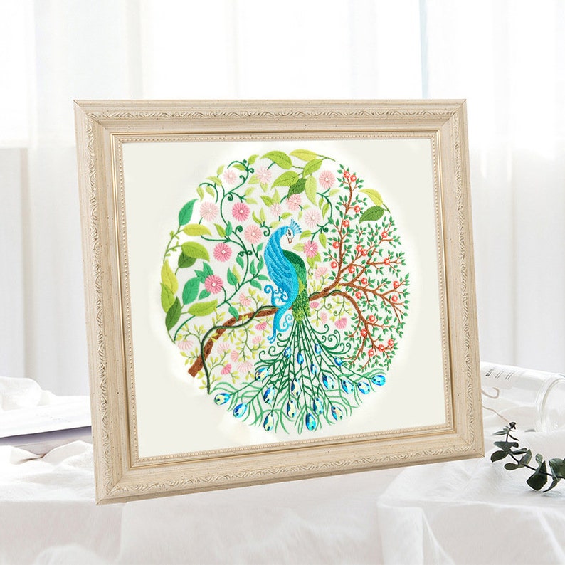 Peacock Embroidery Kit for Beginner Modern Embroidery Kit | Etsy