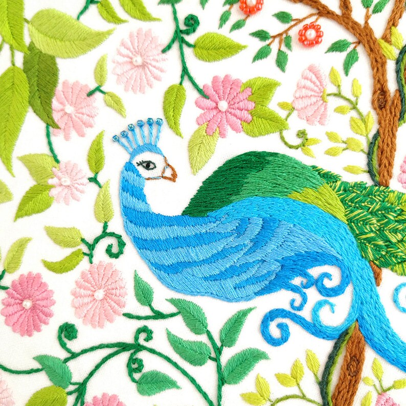 Peacock Embroidery Kit for Beginner Modern Embroidery Kit | Etsy