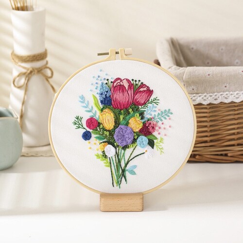 Floral Embroidery Craft Kit With a Beautiful Floral Pattern - Etsy