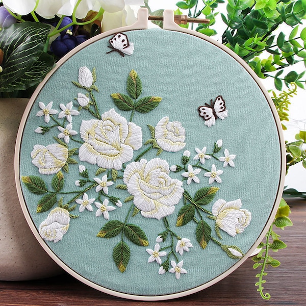 Rose Embroidery Kit - Etsy