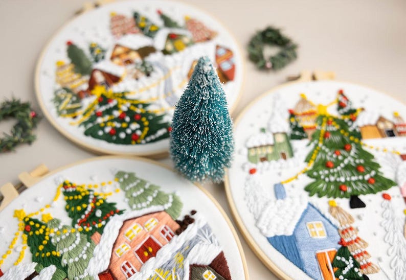 Christmas Tree Embroidery Kit: Beginner DIY Needlepoint Craft - Etsy