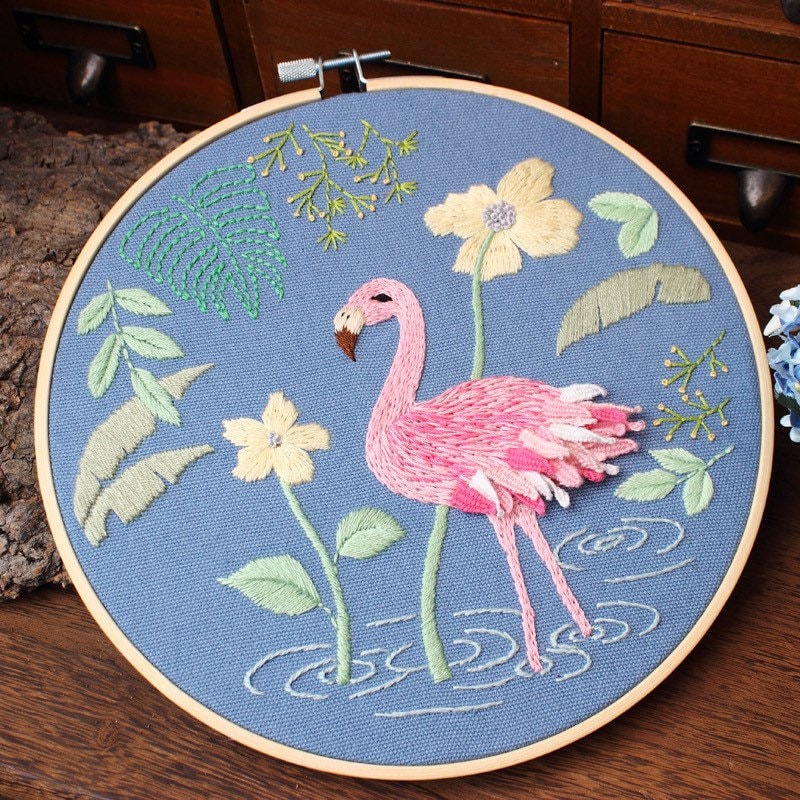 Flamingo Embroidery - Etsy