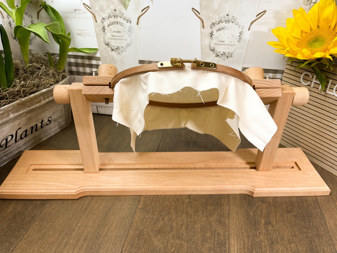 Seat Round 360 Degree Rotatable Embroidery Frame Adjustable Wooden ...