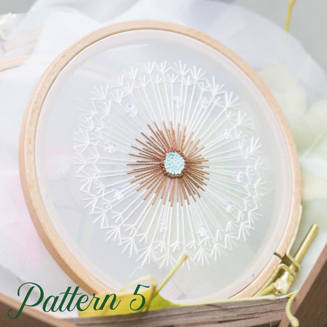 Dandelion Embroidery Kit for Beginner: Transparent Linen, Floral DIY - Etsy