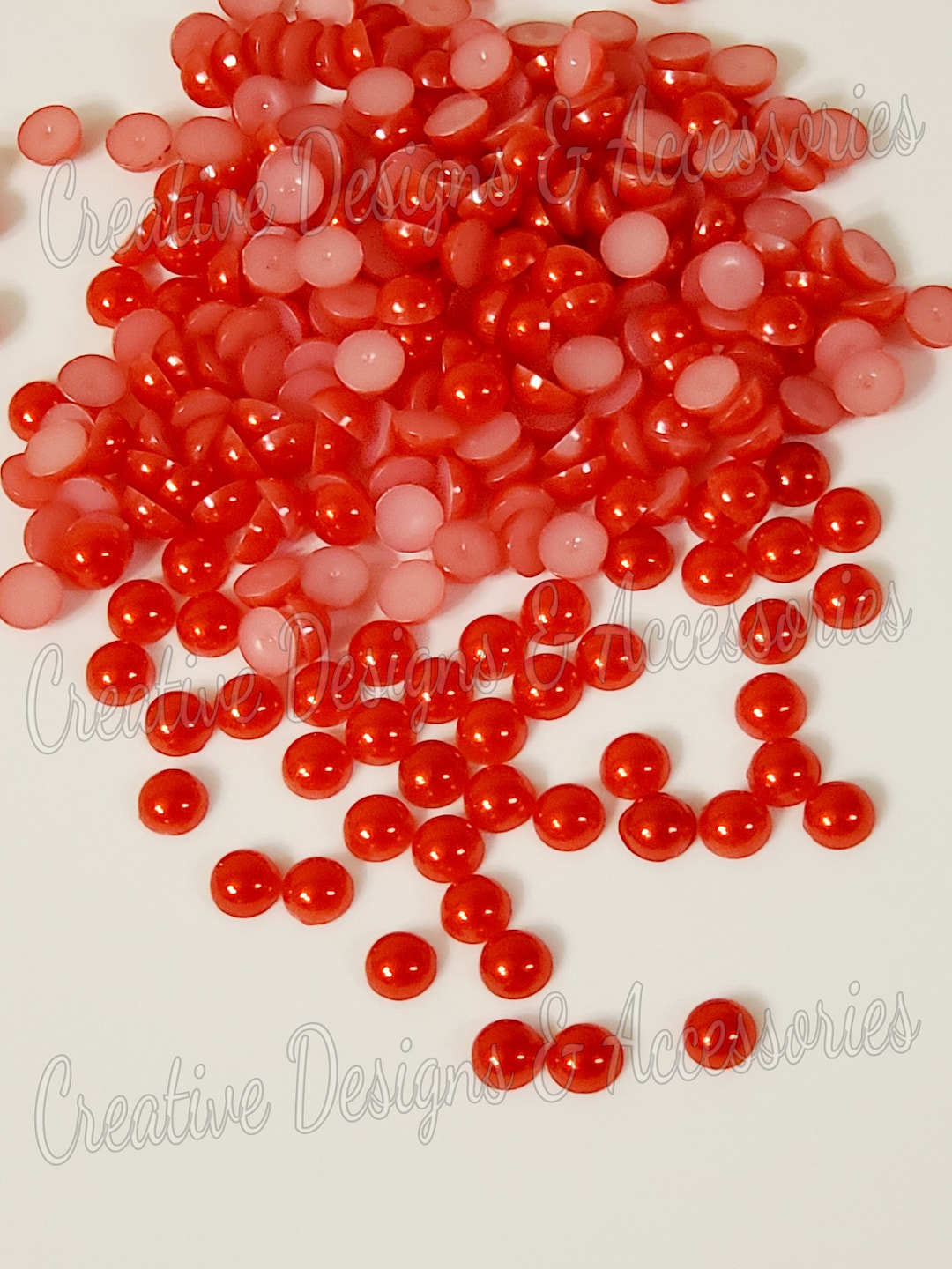 Red Half Round Pearl, Red Flat Back Pearl, Non Hotfix Flatback Pearl ...