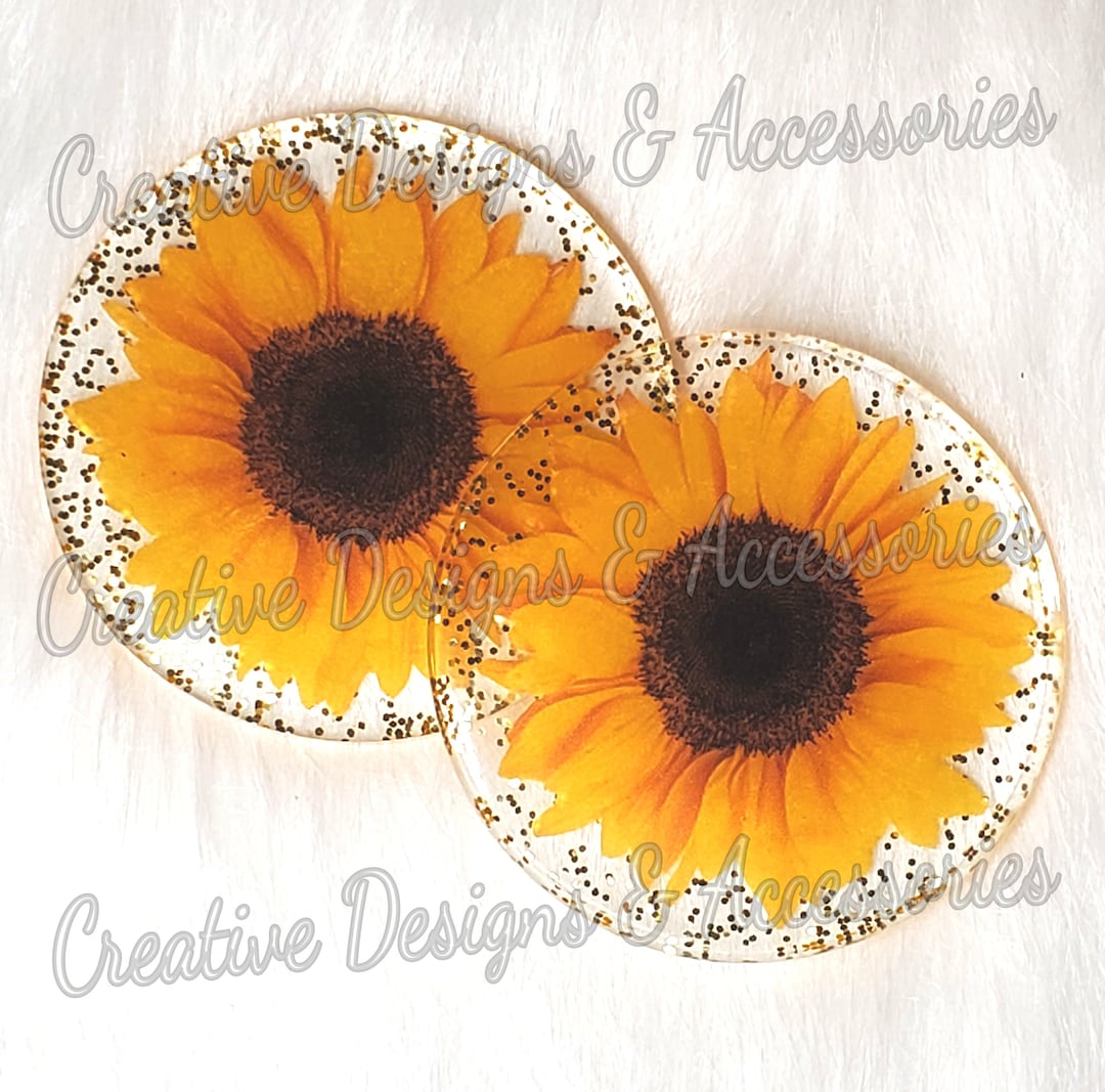 Sunflower Round Coasters, Resin Coasters, Housewarming Gift, Handmade ...