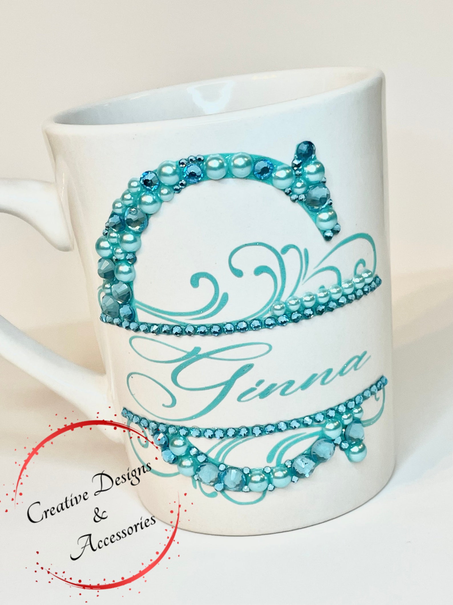 Bling Monogram Mug, Initial Bling Mug, Coffee Mug, Mug, Custom Mug ...