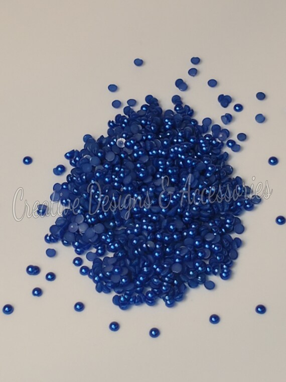 Royal Blue Half Pearl Flatback Pearl Royal Blue Flat Beads | Etsy