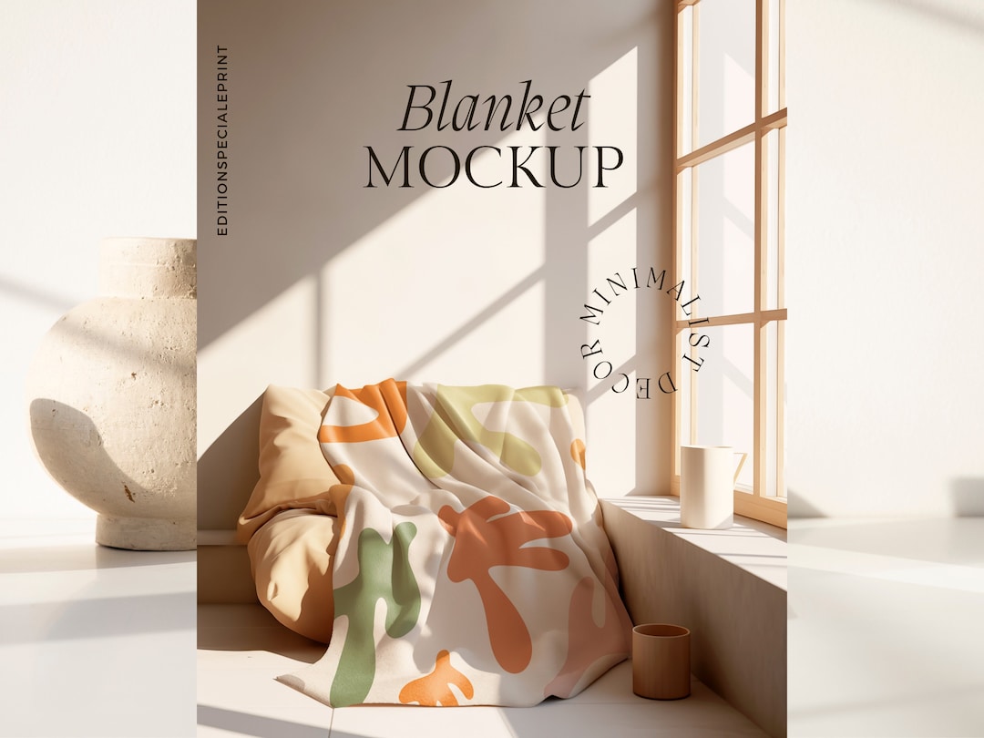 Modern Blanket Mockup for Artist and POD - Easy Smart Object PSD ...
